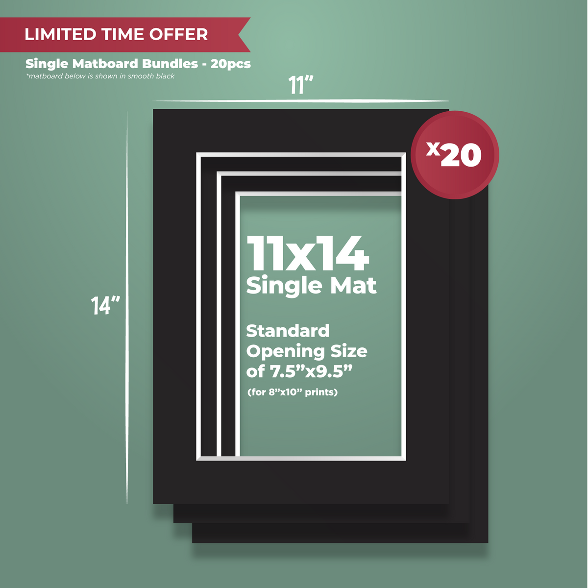 11x14 Single Matboard 20 Pc. Bundle (LIMITED TIME OFFER) – Matboarddotcom